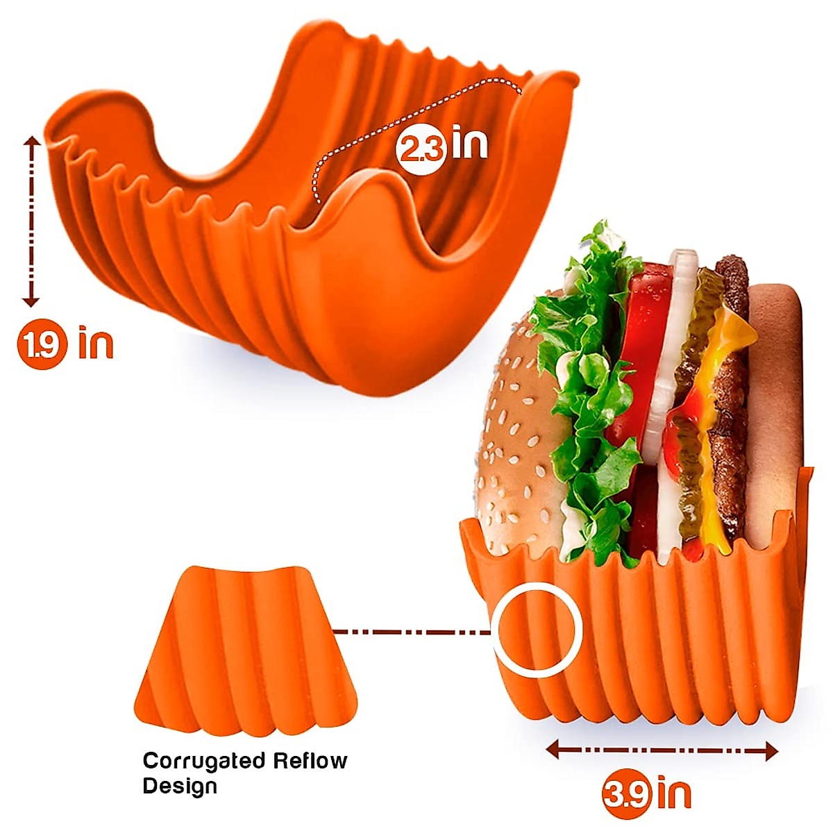 Hamburger Holders silicone burger holder plastic hamburger baskets clean eating containers 4 HOLDERS sandwich containers kids burger holder for eating