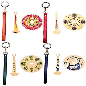 Partslety Portable Wrist Yarn Holder, The Mini Yarn Minder, Travel Wrist Yarn Cake Dispenser, Prevents Yarn Tangling and Misalignment with Wrist Strap Wooden Crochet Yarn Organizer Blue