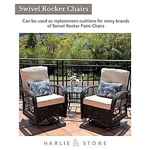 Harlie & Stone Outdoor Seat Cushion, Patio Chair Cushions, Outdoor seat Cushions Set of 2, Replacement Cushions for Outdoor Furniture, Outdoor Chair Cushion, 22 x 22 Outdoor Cushions - Beige