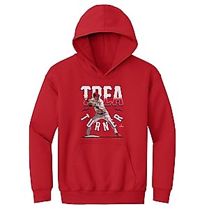 500 LEVEL Trea Turner Youth Sweatshirt (Youth Hoodie, Small, Red) - Trea Turner Philadelphia Bold WHT