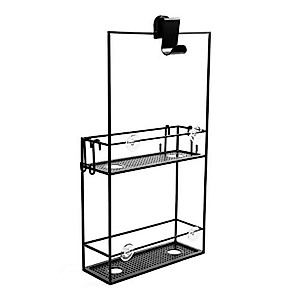 Umbra 023461-040 Cubiko Shower Caddy, Black Metal Shower Caddy Over the Shower Head