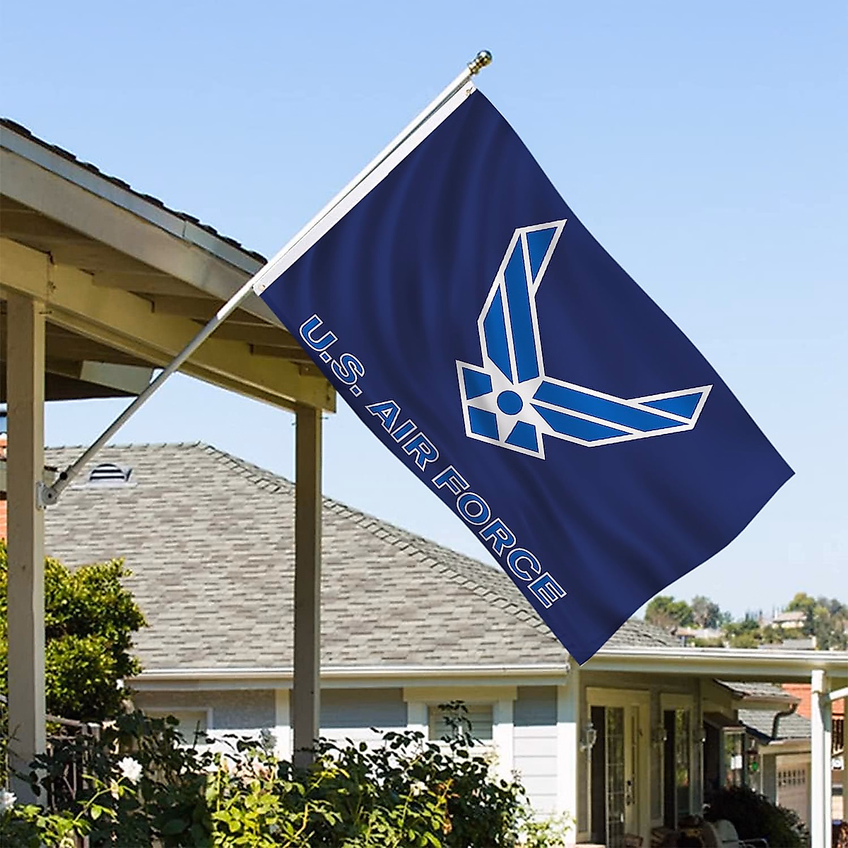 3x5 US Air Force Wings Military Flag Outdoor Double Sided Heavy Duty USAF Wings Flags 3 Ply Thick Polyester Material with 2 Metal Grommets 4 Rows of Stitching United States Airforce Wing Flags