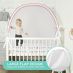 Giggling Star Crib Tent to Keep Baby from Climbing Out, Pack n Play Tent with Toy Pouch, Breathable & See-Through, Keeps Cats Out, Protects from Mosquito Biting, Safe Crib Net to Keep Baby in