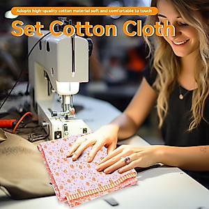 14Pcs Cotton Craft Fabric, Quilting Patchwork Fat Quarter Bundles Quilt Sewing Orange Floral Fabrics for Craft DIY, 25x25cm