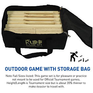 Kubb The Viking Wooden Outdoor Lawn Game 1 King, 10 Kubb Blocks, 6 Long Batons, 4 Corner Markers & Carrying Bag