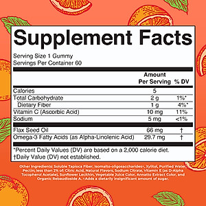 MaryRuth Organics Vegan Omega 3 Gummies for Adults | 2 Month Supply | Sugar Free Supplement with Vitamin C | Flaxseed Oil Immune Support | Overall Wellness | No Fish Taste | 60 Count