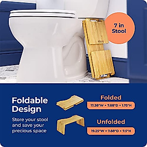 Squatty Potty Oslo Folding Bamboo Toilet Stool – 7 Inches, Collapsible Bathroom Stool for Kids and Adults – Brown, Portable and Space-Saving