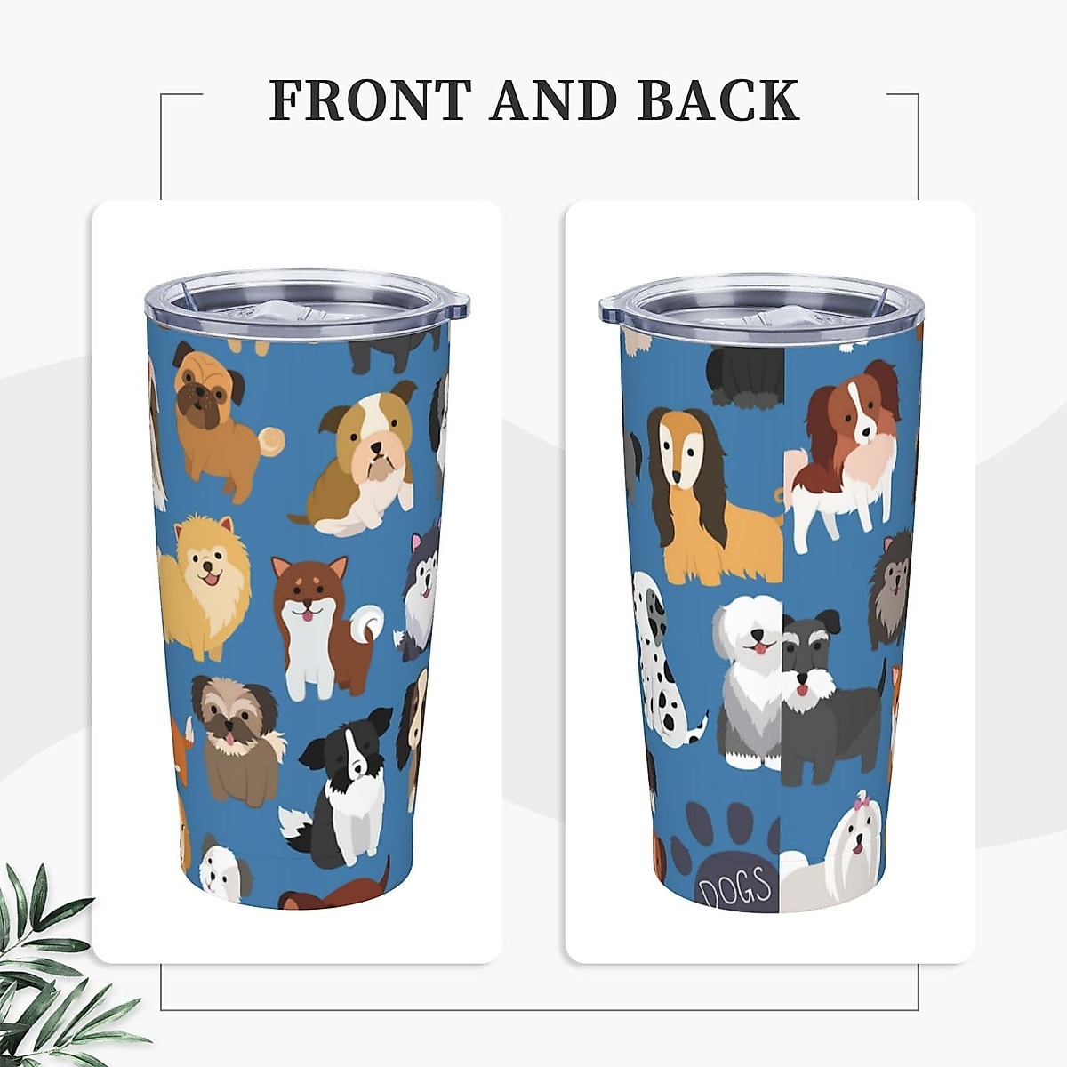 Cute Animal Dog 20oz Tumbler Stainless Steel Vacuum Insulated Double Wall Travel Tumbler, Durable Insulated Coffee Mug, Thermal Cup With Lid and Straw for Hot & Cold Drinks