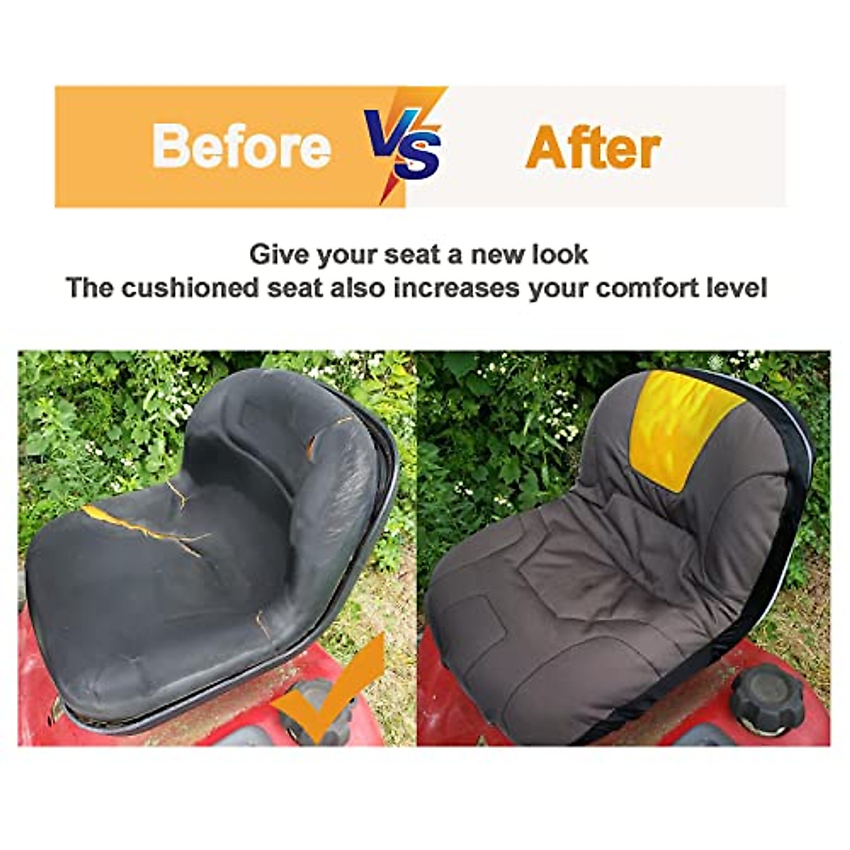 Riding Lawn Mower Seat Covers, Universal Oxford Waterproof Tractor Seat Cover with Storage Bag Compatible with Husq-varna、Crafts-man、Cub Ca-det （Grey Medium )
