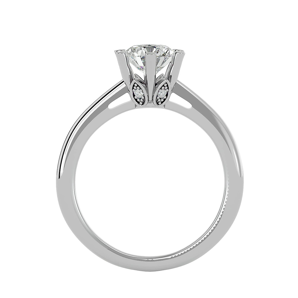 0.02 Carat Natural Diamond and 1 Carat Moissanite Engagement Ring for Women in 18k White Gold (I-J/F, SI/VVS, cttw) Solitaire Style Size7 by VVS Gems