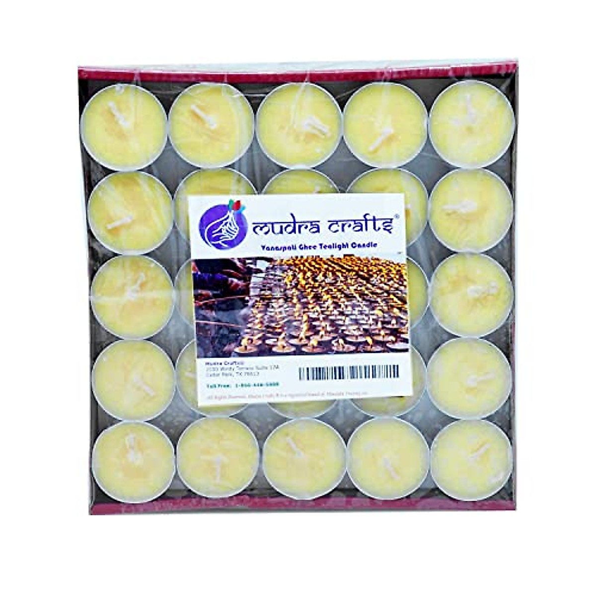 Mudra Crafts Tibetan Tealight Vanaspati Ghee Butter Lamp Candle Set (Silver Tone Alloy Case)