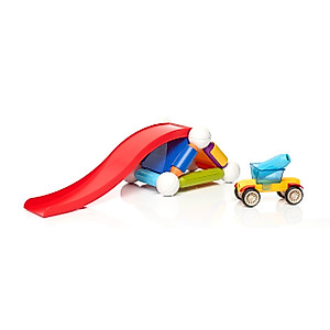 SmartMax Stunt Cars (Basic Stunt) STEM Magnetic Discovery Building Set with Moving Vehicles Featuring Safe, Extra-Strong, Oversized Building Pieces for Ages 3+