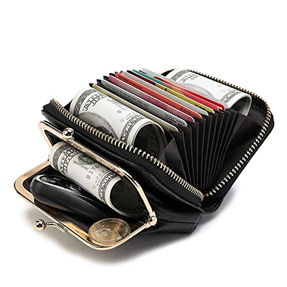 2 in 1 Change Purse Wallet,Credit Card Holder with Cion Purse for Women,Cute Pouch for Gril with Blocking Case, Minimalist Design with Zipper Clasp for Bag or Drawer Organize…