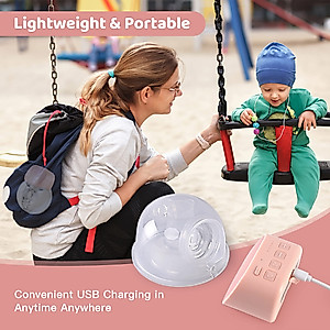 Kompoll Wearable Breast Pump Portable Electric Hands-Free Breast Pump with 2 Mode & 5 Levels, Wireless Worn in-Bra Painless Breastfeeding, Pink