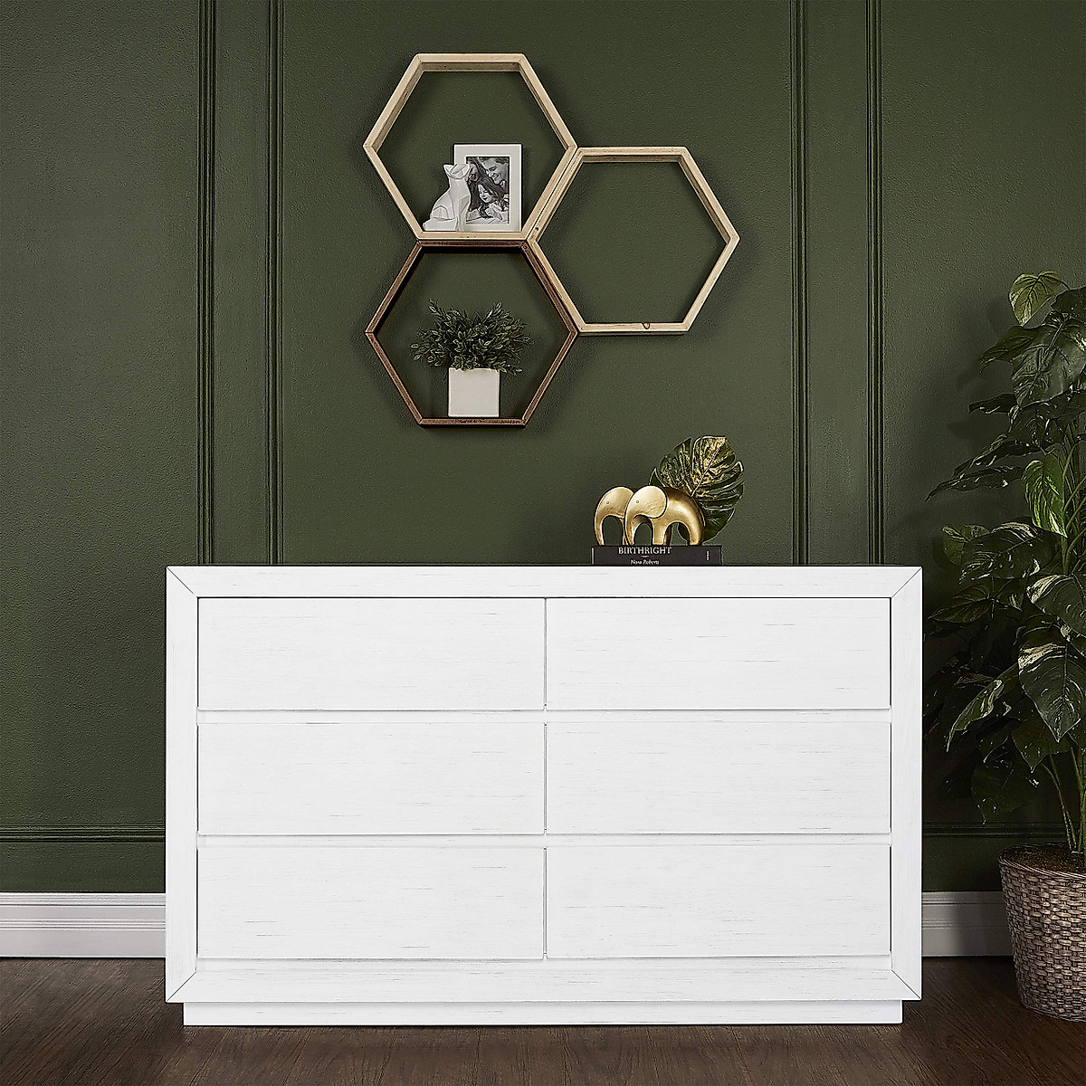 Evolur Maddox Double Dresser, Weathered White