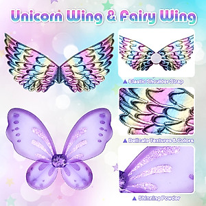Unicorn & Flower Princess Dress Up Clothes Set for Girls - Tutu, Wings, Shoes, Jewelry, Headband & Play Toys Gift Set for Toddlers