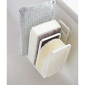 Yamazaki Home 3 Sponge Holder Rack Organizer for Kitchen Sink | Steel, One Size, White