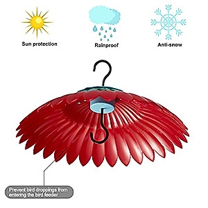 Squirrel Baffle for Hanging Bird Feeder,Baffle for Bird Feeder Built-in Moat,Weather Guard Protect Feed from Sun,Red Dome Cover Attract Birds-14inchs