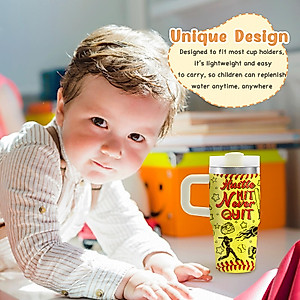 Softball Gifts for Girls 8-12, Softball Tumbler with Handle and Straw for Kids 14 Oz, Insulated Stainless Steel Softballs Cups Stuff, Birthday Gifts for Toddler Girls