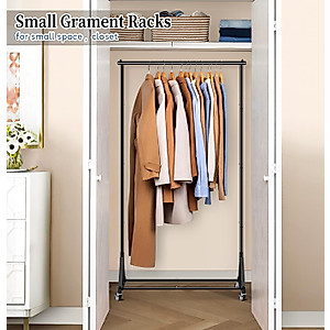 SLEEPING LAMB Heavy Duty Clothes Rack, Rolling Clothing Racks for Hanging Clothes Metal Garment Rack With Wheels, Clothes Hanger Rack for Coats, Shirts, Sweaters Wardrobe Rack (Black)