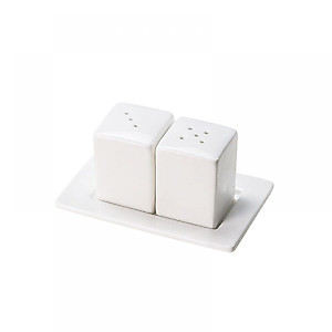 Gaolinci White Porcelain Salt & Pepper Shakers, Salt Shaker Set with Tray