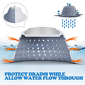 zaa Bathtub Drain Hair Catcher, Silicone Collapsible 1 Pack Drain Protector for Pop-Up and Regular Drains of Shower, Bathtub, Tub, Bathroom, Sink, Blue