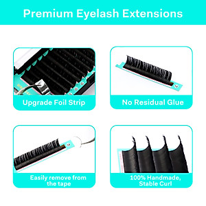 Eyelash Extensions 0.15 C CC D DD J B L Curl 8-14mm Lash Extensions Supplies Individual Lashes Premium Silk Volume & Classic Lash Soft Matte Dark Professional Eyelashes Extension (0.15-C-8-14 Mixed)