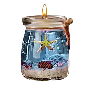 Generic Oceans Theme Gel Candle, Oceans Shell Gel Wax Candle, Oceans Theme Blue Purple Pink Gel Candle, Handmade Oceans Theme Scented Candle for Meditation Stress Relief Mood, Refer to description