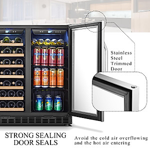 Lanbo Wine Cooler Refrigerator, 30 Inch 33 Bottle and 70 Can Under Counter Beverage Fridge with Stainless Steel Glass Door, Safety Lock and Digital Memory Touch Control