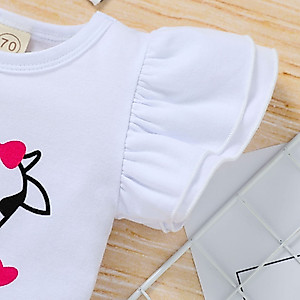 Viworld Newborn Baby Girls Clothes Ruffles Sleeve Romper Cows Printed Bottoms Diaper Shorts with Headband 3Pcs Outfits(White Cows,0-3M)