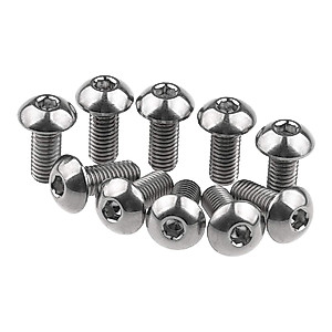 Wanyifa Titanium Ti Water Bottle Cage M5x8 10 12 15mm Bolt Button Head Allen Key Screws Pack of 10 (Silver, M5x12mm)