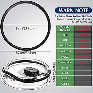 30 oz Replacement Rubber Lid Seals Compatible Seals Lid Gaskets for 14 or 30 Ounce Insulated Stainless Steel Tumblers (6 Pieces)