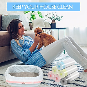 84 Count Large Sifting Cat Litter Bags 31 x 18 Inch Cat Litter Box Liners with Holes Drawstring Litter Box Liners Disposable Thick Scratch Resistant Cat Litter Bags for Pet Cat Litter Box