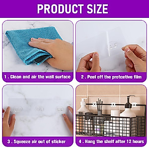 Qianyu 14 Pack Clear Shower Caddy Strong Adhesive Replacement Stickers Waterproof No Drilling Hooks Corner for Shelf Basket Kitchen Racks Bathroom Wall Hanging Shelves Storage Room Soap Holder