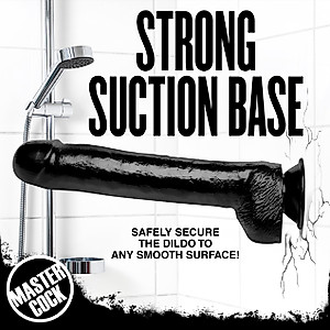 Master Series The 16.25 Inch Colossus Dildo with Suction Cup Base, Extra Large Lifelike and Realistic Thick Toy for Women, Men, and Adult Couples, Made with Flexible and Firm PVC Material, Black