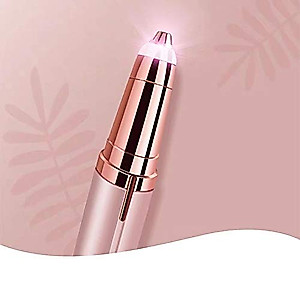 GoldTech Products Eye Brow Trimmer, Eyebrow Hair Remover, Portable Eyebrow Epilator Razor Pen with LED Light, Eyebrow Shaver Tool for Eye Brows, Face, Lips, Nose, Rose Gold with 18K Plated Tip