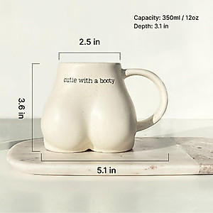 Butt Funny Coffee Mug for Women, Cute Novelty Gifts Butt Shaped 3d Cup, Cute Mugs for Women Booty Mug, Female Body Mug Vase, Nice Butt Cute Mugs Gift, Funny Mugs for Friends 12oz (Cream)