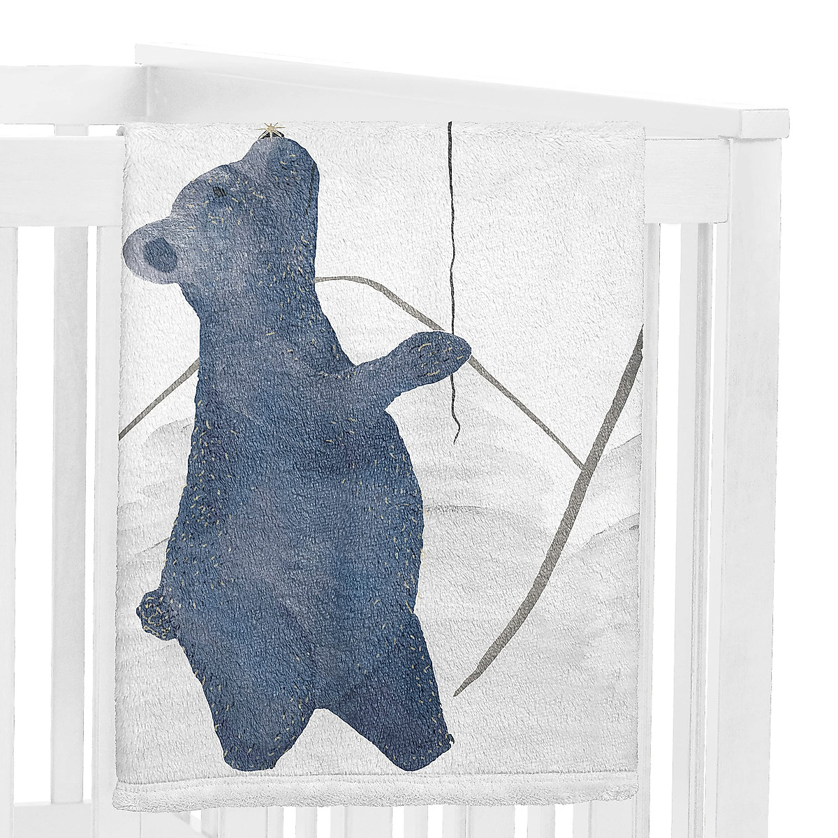 Sweet Jojo Designs Woodland Bear Boy Girl Milestone Blanket Monthly Newborn First Year Growth Mat Baby Shower Memory Keepsake Gift Picture - Navy Blue Grey Gold Black Celestial Moon Star Watercolor