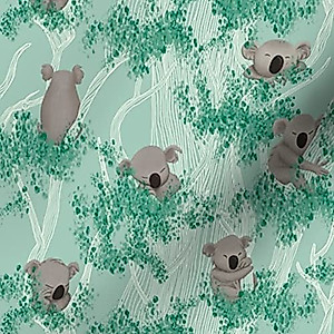 Spoonflower Fabric - Koala Bears Eucalyptus Trees Mint Bear Animal Printed on Petal Signature Cotton Fabric Fat Quarter - Sewing Quilting Apparel Crafts Decor