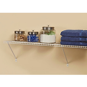 ClosetMaid Wire Shelf Kit with Hardware, 4 Ft. Wide, for Pantry, Closet, Laundry, Utility Storage, White Vinyl Finish