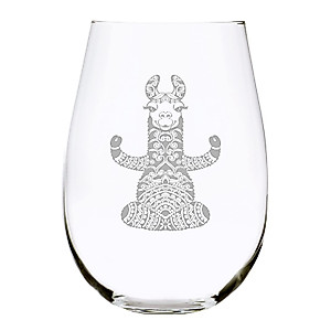 Llama yoga Stemless wine glass, 17 oz.