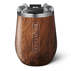 BrüMate Uncork'd XL MÜV - 100% Leak-Proof 14oz Insulated Wine Tumbler with Lid - Vacuum Insulated Stainless Steel Wine Glass - Perfect For Travel & Outdoors (Walnut)