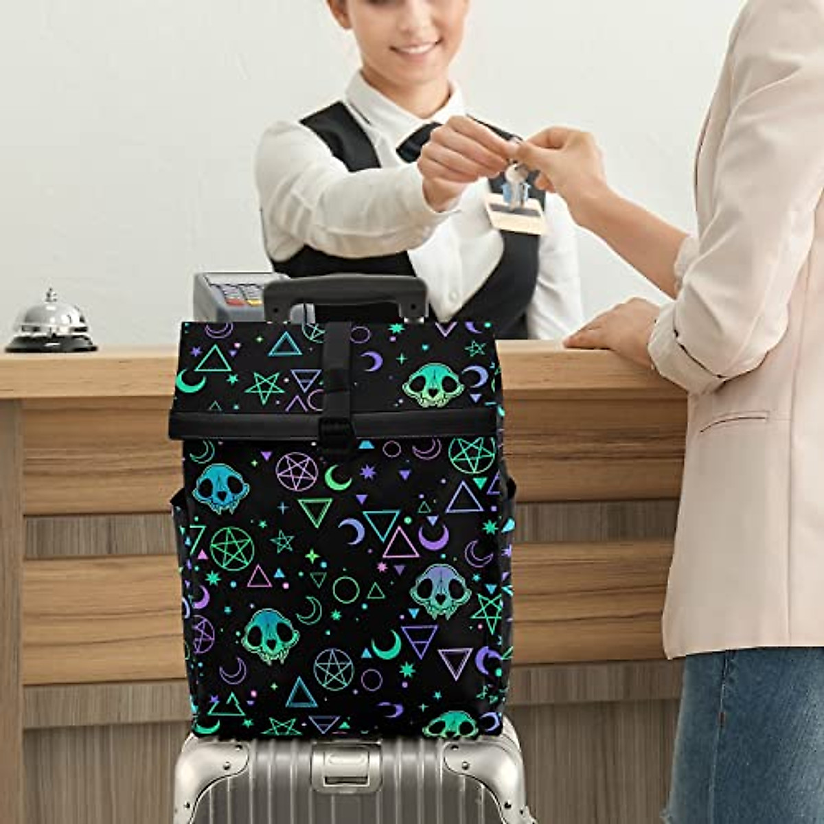 MNSRUU Rolltop Travel Backpack Magic Skulls Laptop Backpacks for Women Men School Book Bag for College Students, Carry On Casual Daypack Backpacks