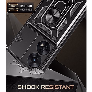 Ysnzaq Case for Oppo A98 6.72", Heavy Duty Shockproof Lens Protective Phone Cover with Magnetic Stand for Oppo A98 SJ Navy