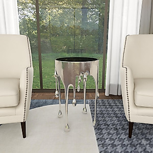 Deco 79 Contemporary Aluminum Accent, Side Table 16" x 16" x 25", Silver