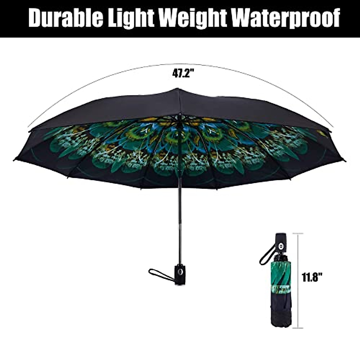 ElifeAcc Windproof Travel Umbrella, Golf Rain Umbrellas for Men & Women - UMBRELLAS Spectrum Popular Style for Travel, Camping, Hiking, Backpacking, Fishing and Other Outdoor Activities