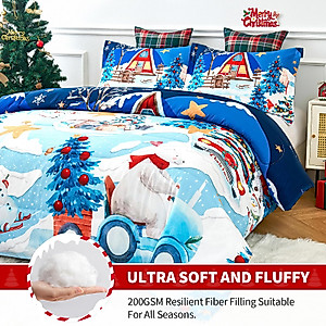 YIYEA Christmas Twin Comforter Set for Girls Boys, Cute Kids Comforter with Pillowcase, Ultra Soft Brushed Microfiber Christmas Bedding Comforter Sets, Suit for All Season, Machine Washable