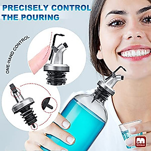 GMISUN Mouthwash Dispenser, 2 Pack 16oz Glass Mouthwash Decanter for Bathroom, 2 Refillable Mouthwash Bottles Container, 3 Pour Spouts, 2 Reusable Mouthwash Cups, Preprinted Labels and Funnel