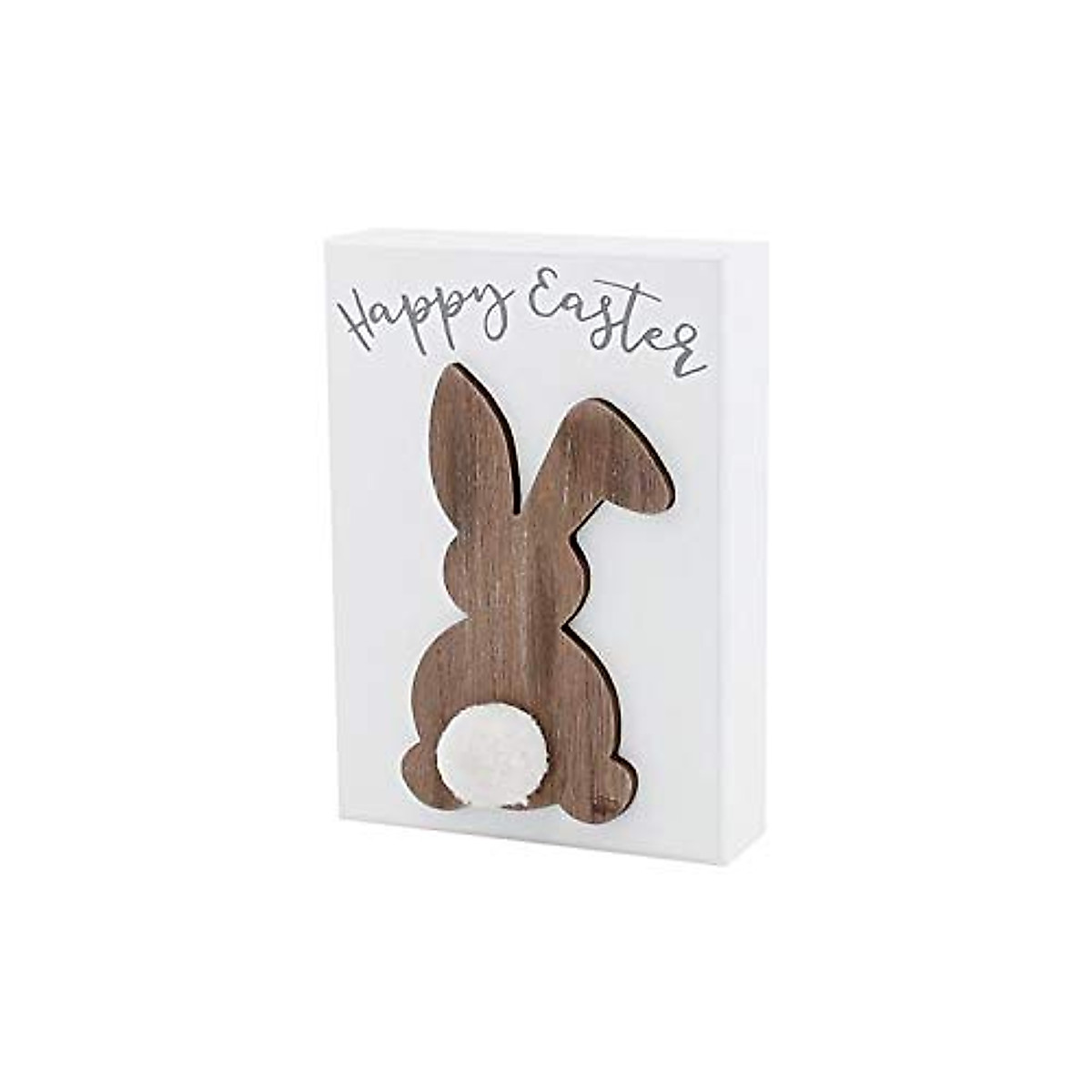 Collins Painting 'Happy Easter' Cute Bunny Butt Wood Box Sign - Wooden Tabletop Rabbit Decoration for Spring Home Decor