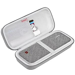 BOVKE Carrying Case Compatible with MUNBYN Portable Printer Wireless for Travel ITP01 Mobile Inkless Printer/for JADENS Wireless Portable Printer, Mesh Pocket for Thermal Papers, Cables, Grey